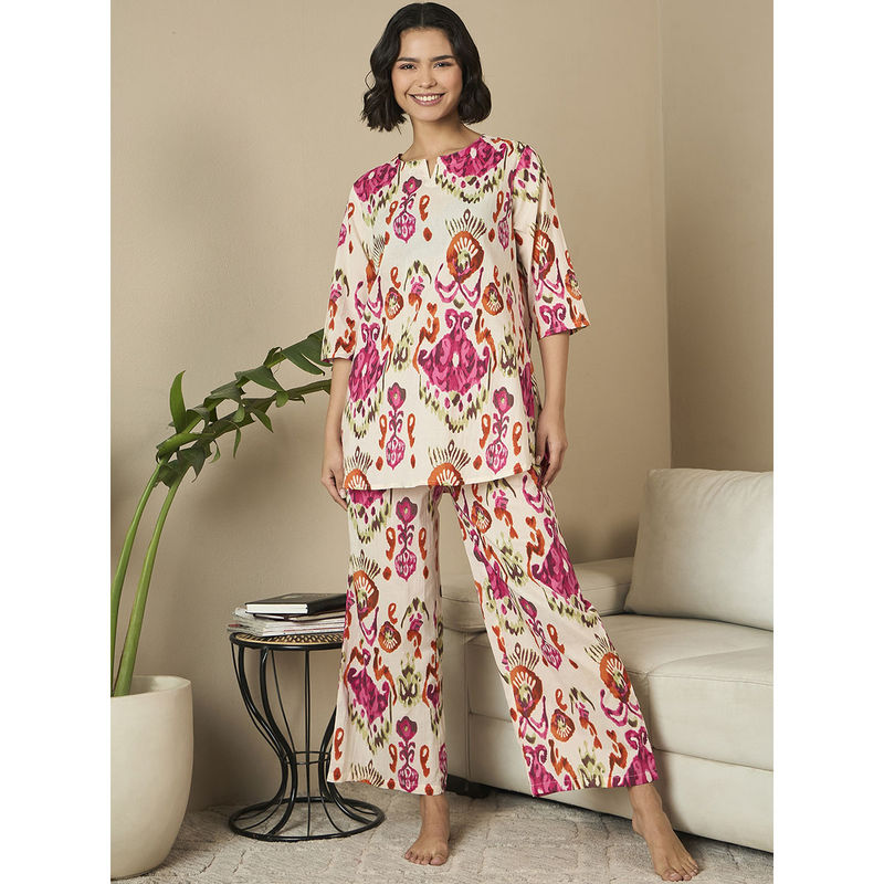Buy July Nightwear Cotton Kurti With Pyjama For Women (Set of 2) Online
