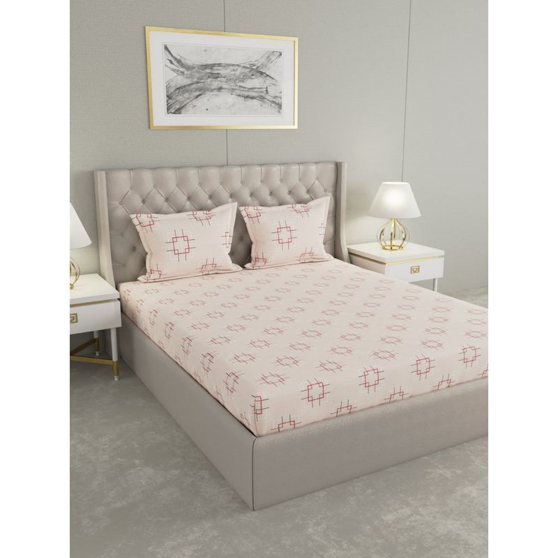RAYMOND HOME 104 TC Cotton Pink Double Bedsheet With 2 Pillow Covers ...