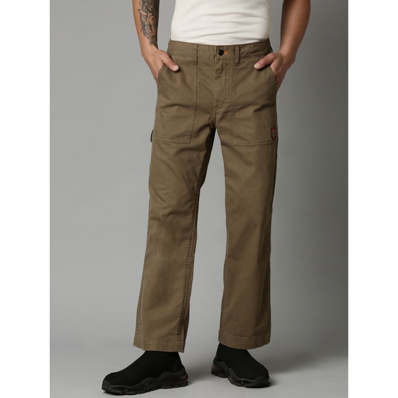 Buy BREAKBOUNCE Olive Taika Straight Fit Carpenter Pant Online