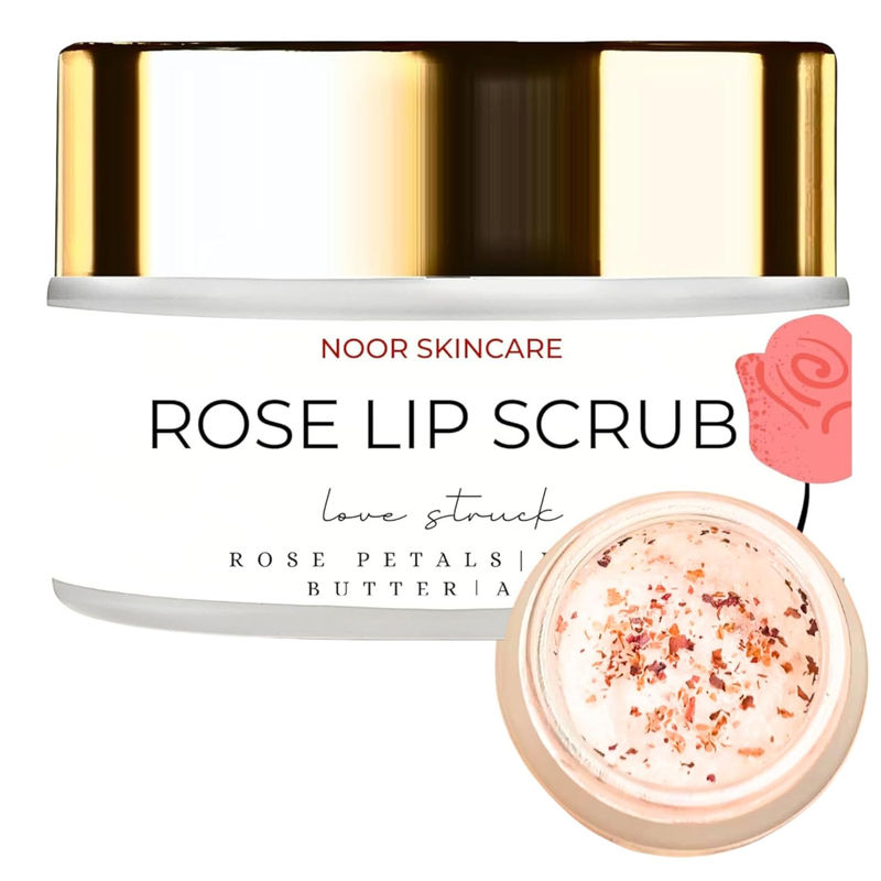 Buy Noor Skincare Rose Lip Scrub for Dark Lips, Brightening, Restores ...