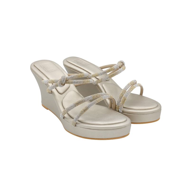 Buy Veruschka By Payal Kothari Embellished Gold Goldrush Wedges Online