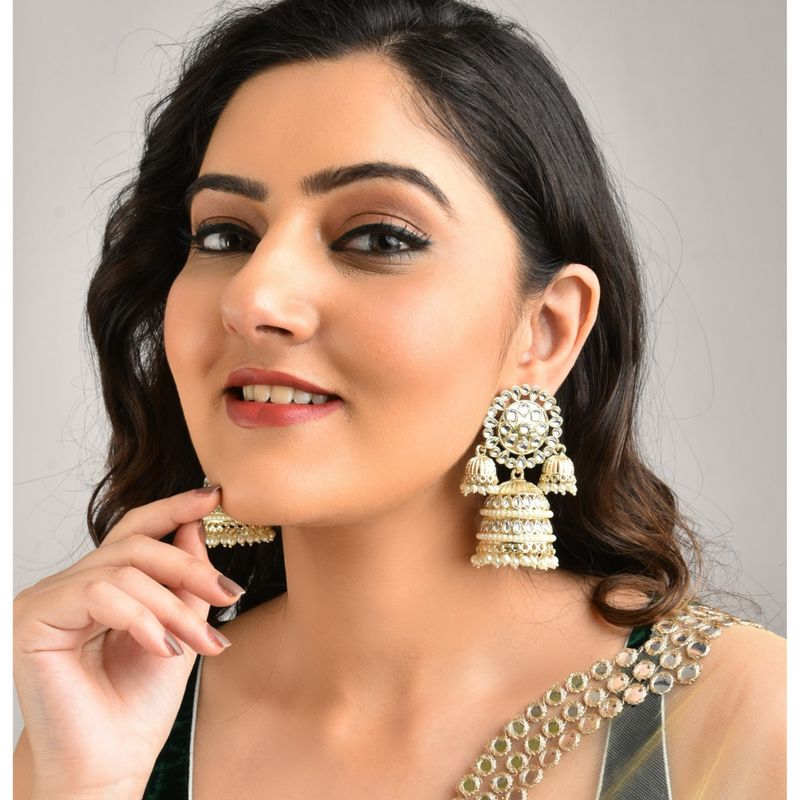 Buy LAIDA Gold Plated Royal Jhumka Online