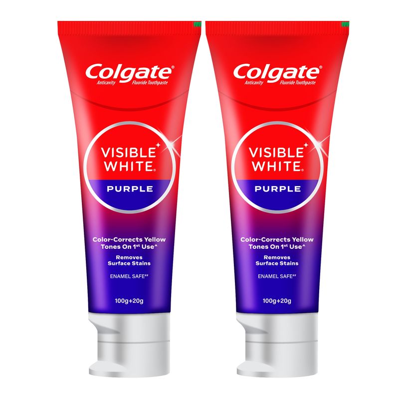 Buy Colgate Visible White Purple Toothpaste for Color-Corrects Yellow ...