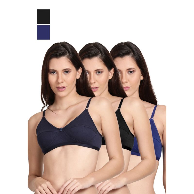 Buy Shyaway Shyle Non Padded Seamed Everyday Bra Multicolor (Pack of 3) Online
