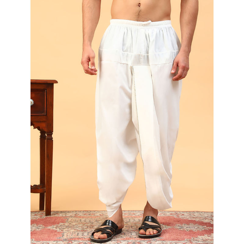 Buy TABARD White Pure Cotton Solid Dhoti for Men Online