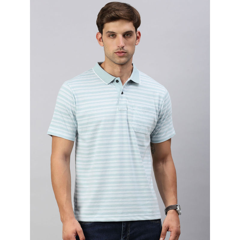 Buy Classic Polo Men Blue Stripes Polo T-Shirt Online