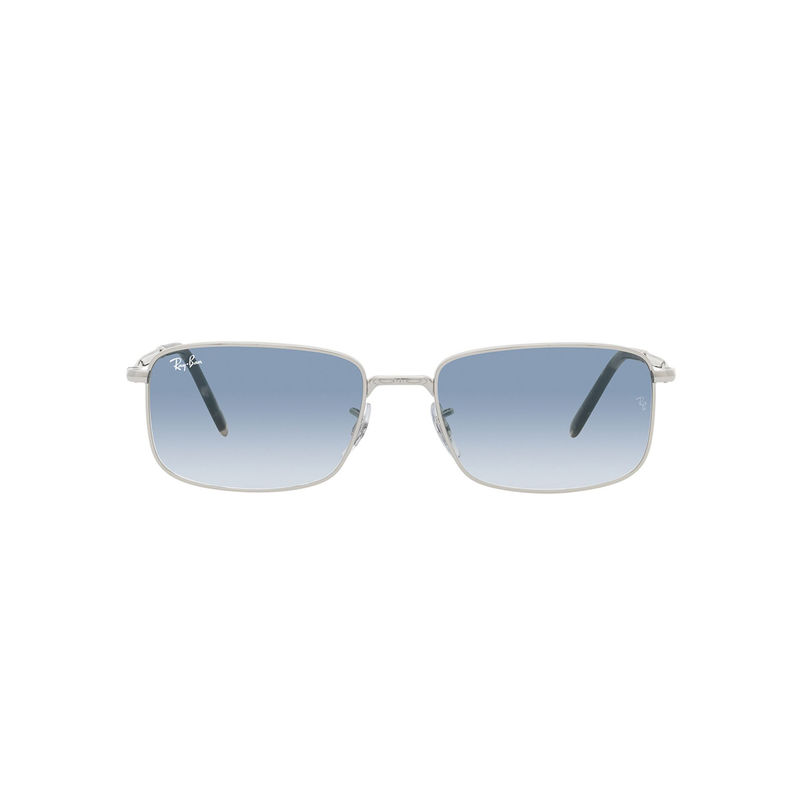Buy Ray-Ban Silver Sunglasses 0RB3717 Rectangle Silver Frame Blue Lens ...