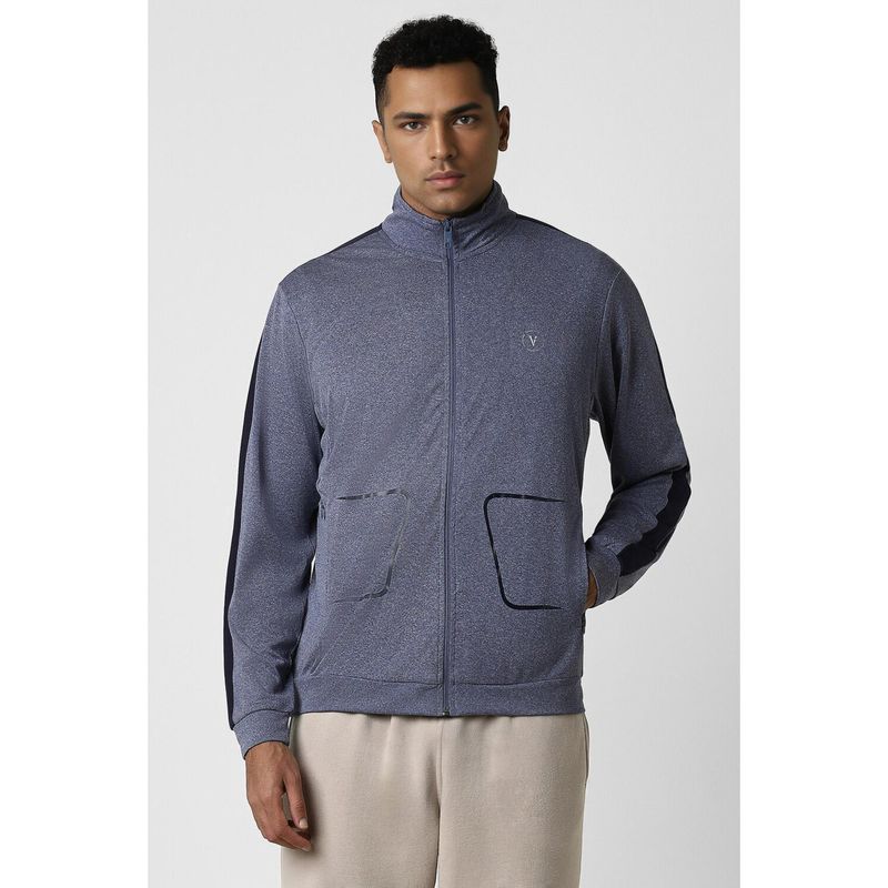 Buy Van Heusen Men Blue Solid Casual Jacket Online