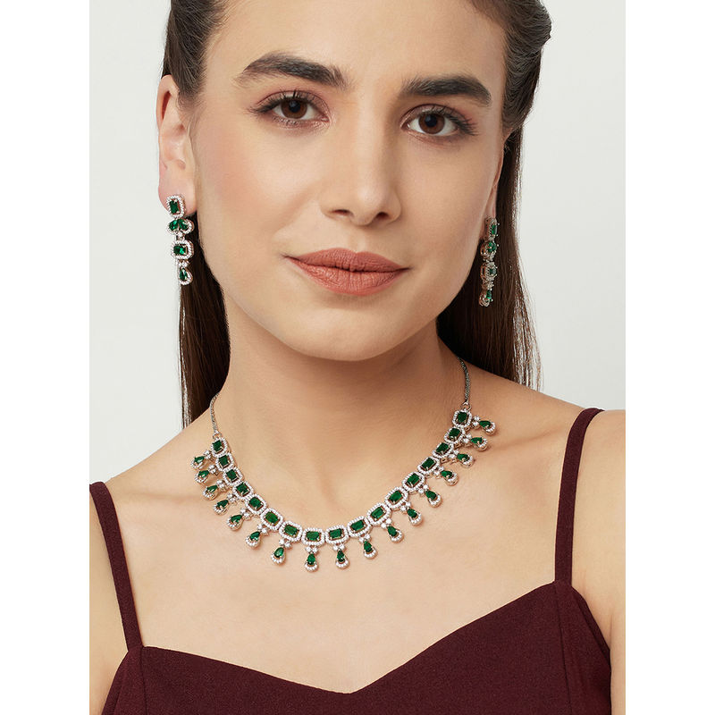 Buy Voylla Attractive Necklace Set Studded with Green Stones Online