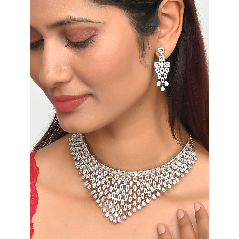 Buy Voylla Sparkling Opulence Waterfall Jewellery Set Online