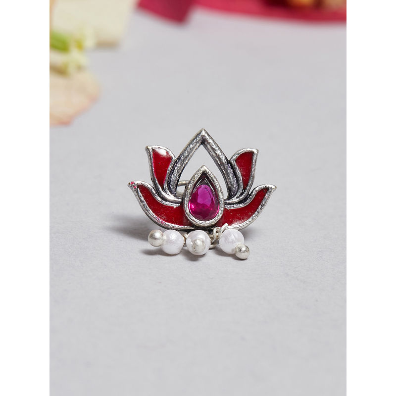 Buy Voylla Indie Collectibles Pretty Lotus Motif Nose Pin Online