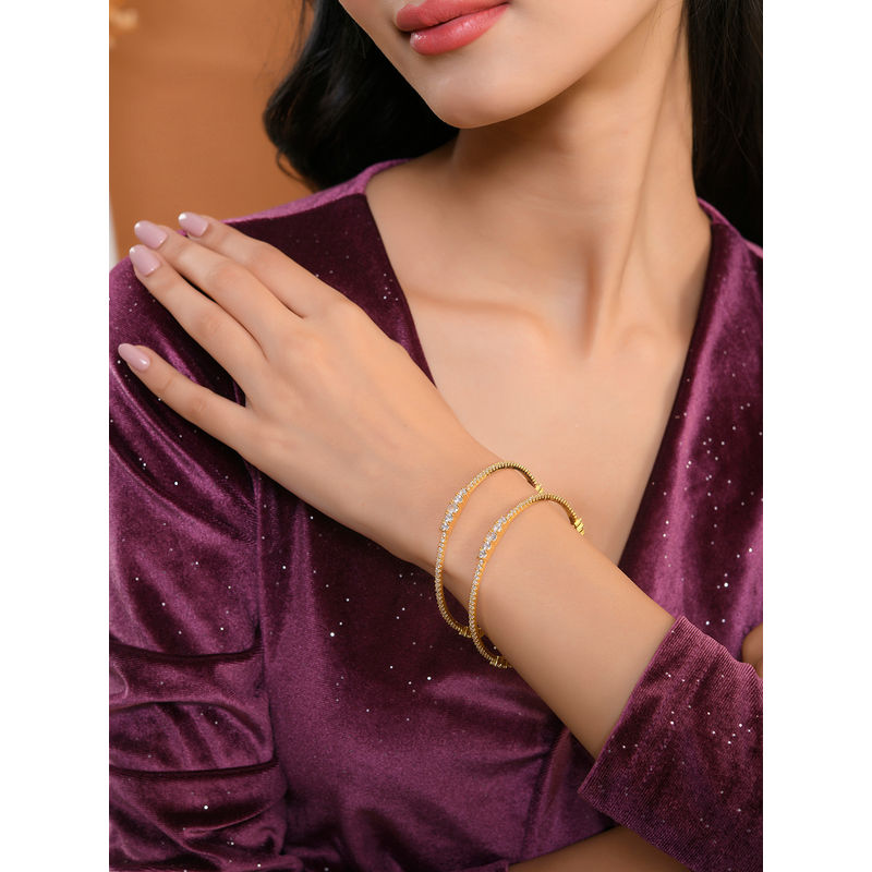 Buy Voylla Sparkling Elegance Radiant Gold-Plated American Diamond ...