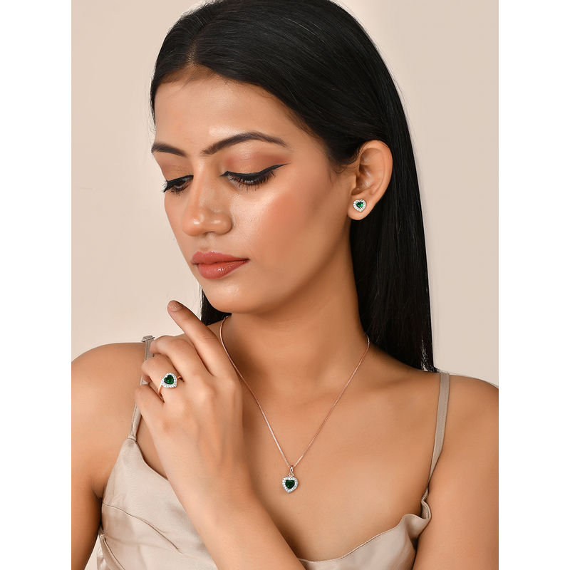 Buy Voylla Sparkling Essentials Green Heart Shaped Zirconia Box Set Online