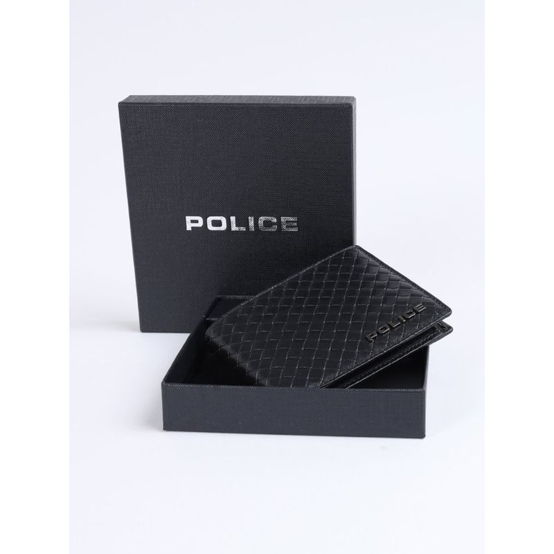 Buy Police Men Leather Textured Black Wallet Online