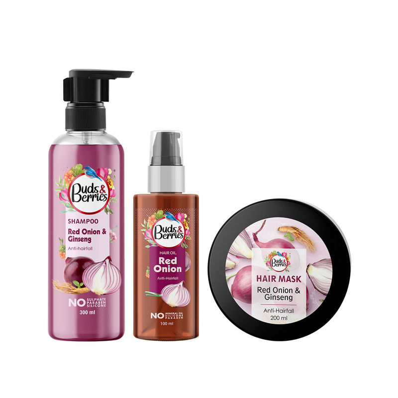 Buy Buds & Berries Red Onion & Ginseng Hairfall Care - Shampoo, Hair ...