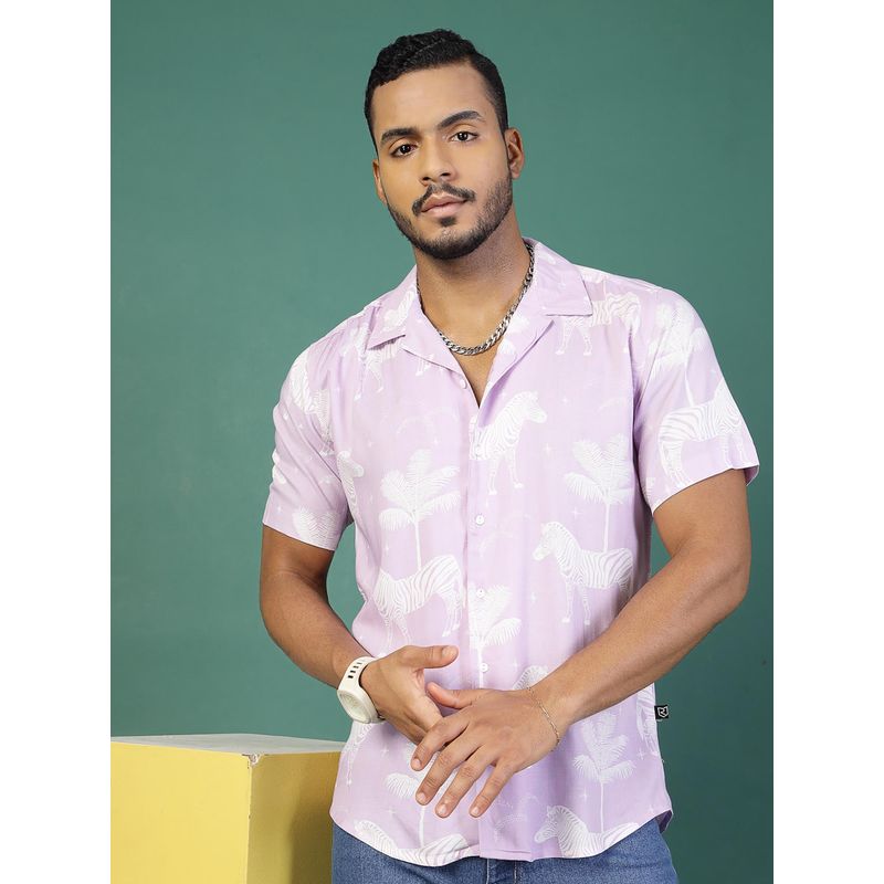 Buy RIGO Men Light Purple Print Shirt Online