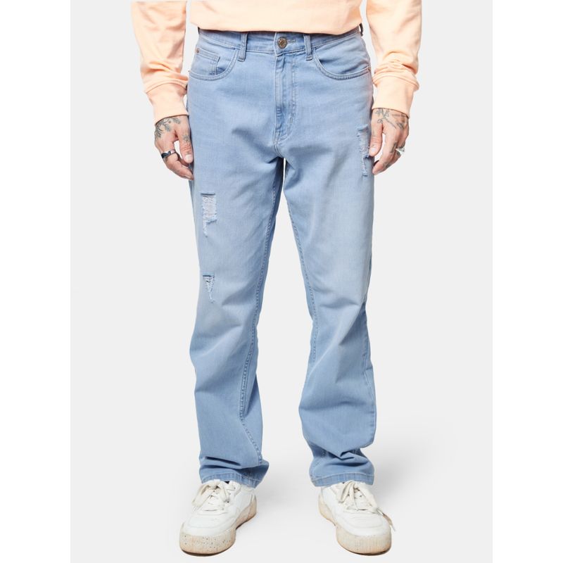 Buy The Souled Store Solid Ice Blue Straight Fit Men Jeans Online