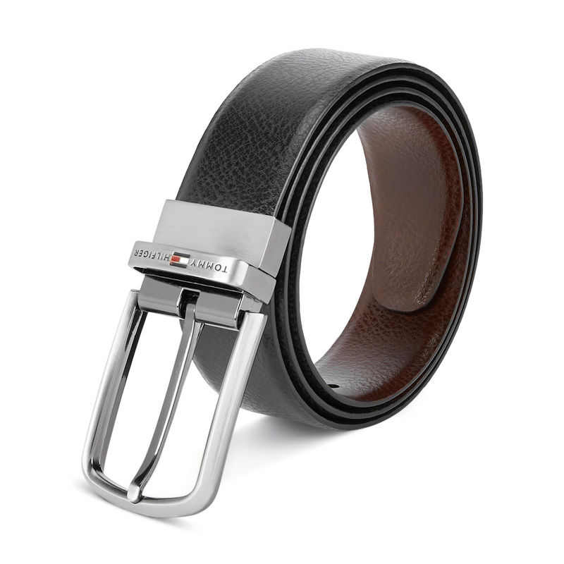 Tommy Hilfiger Asterix Reversible Mens Leather Belt Solid Medium Black ...