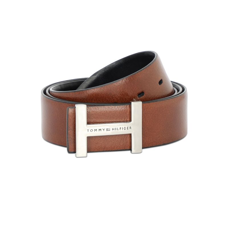 Buy Tommy Hilfiger Ridgemont Mens Leather Reversible Belt Solid Tan ...