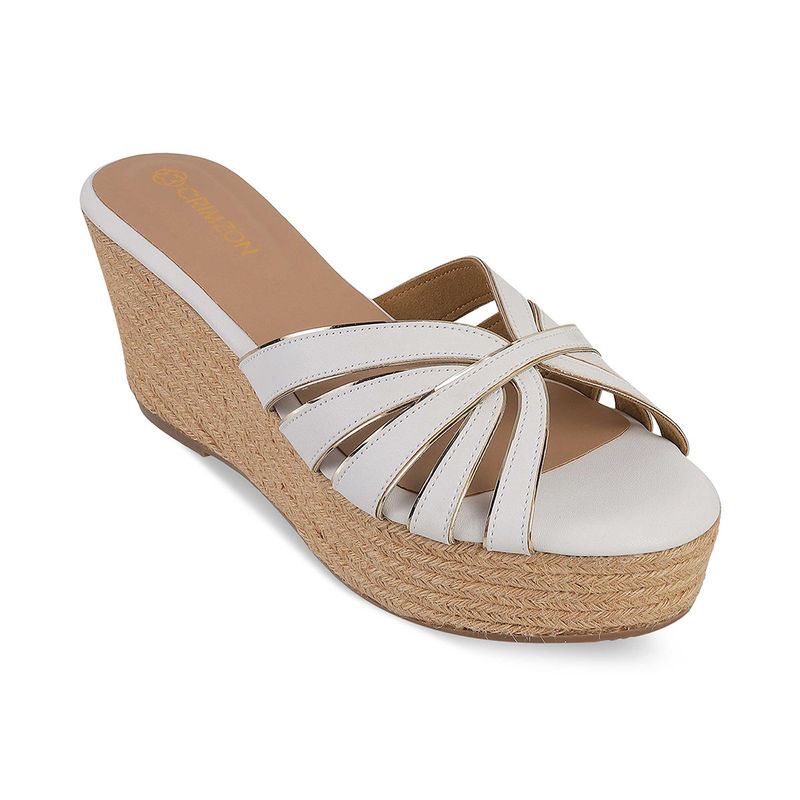 Buy Crimzon White Zara Round Toe Wedges Online