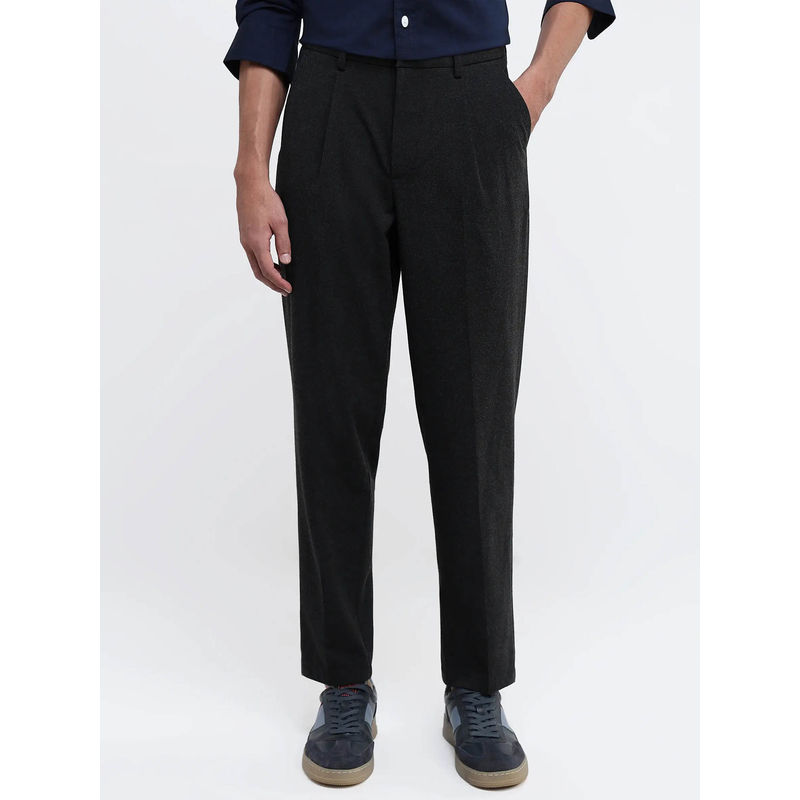 Buy Rare Rabbit Tori Black Plain Relaxed Fit Trouser Online