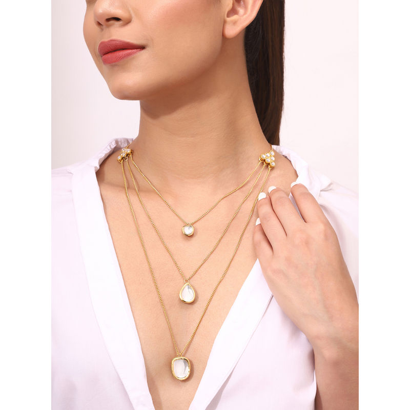 Buy Priyaasi A Three-Layered Kundan Cascade Chain Necklace Online