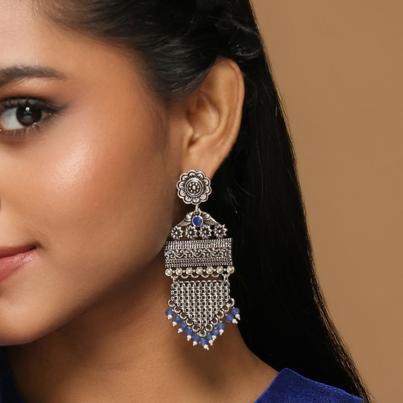 Buy Azai by Nykaa Fashion Oxidised Traditional Royal Style Earrings ...