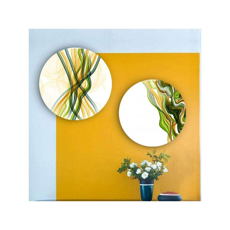 Buy The Artment Abstract Strings Canvas Matte Finish Set Of 2 Green ...