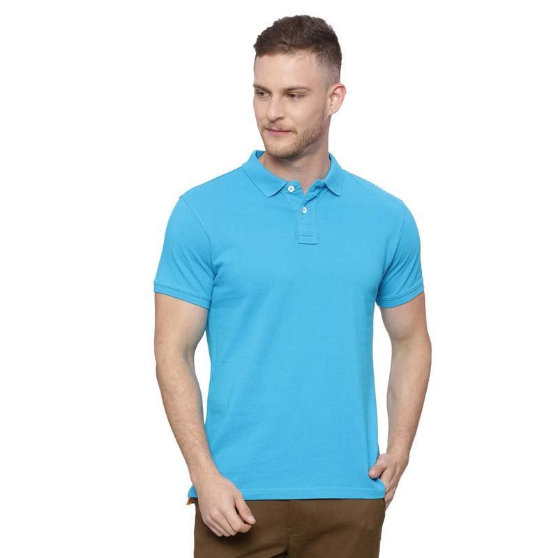 Buy BASICS Muscle Fit Marine Blue Polo T-shirt Online