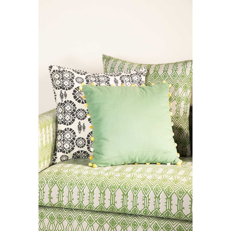 Buy Freedom Tree Solid Freedom Pompom Cotton Twill Green Cushion Cover ...