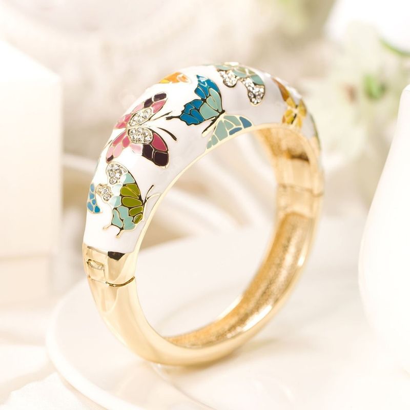 Crunchy Fashion White & Golden Enameled Butterfly Kada: Buy Crunchy Fashion White & Golden ...