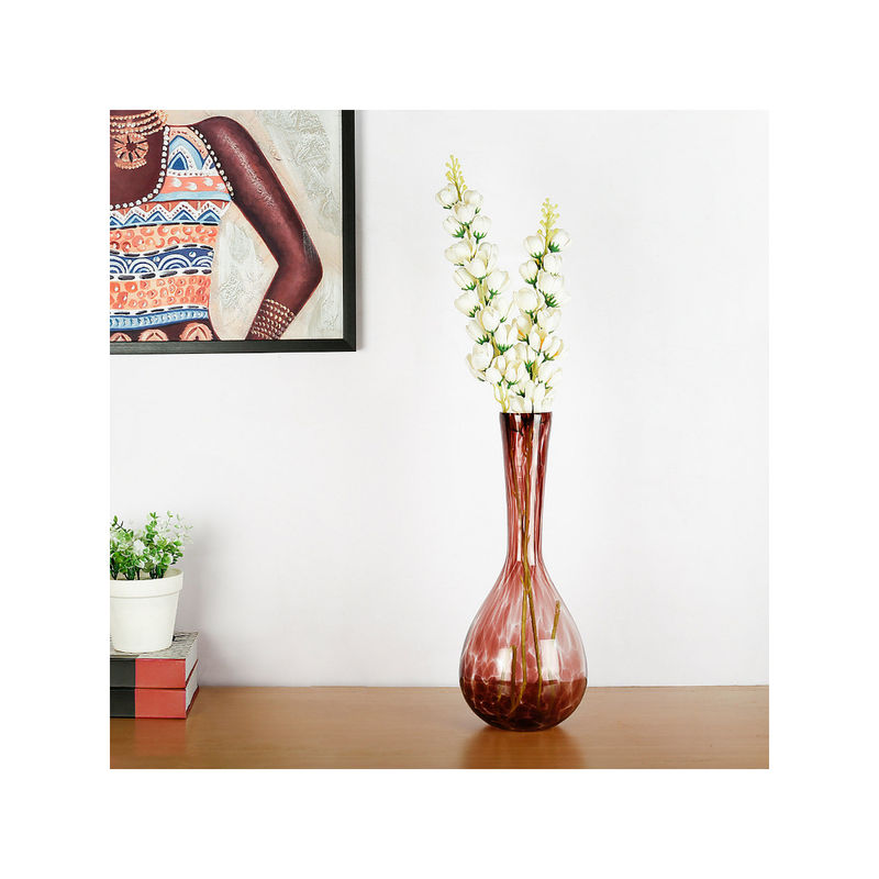 Buy HomeTown Diva Glass Vase In Burgundy Online
