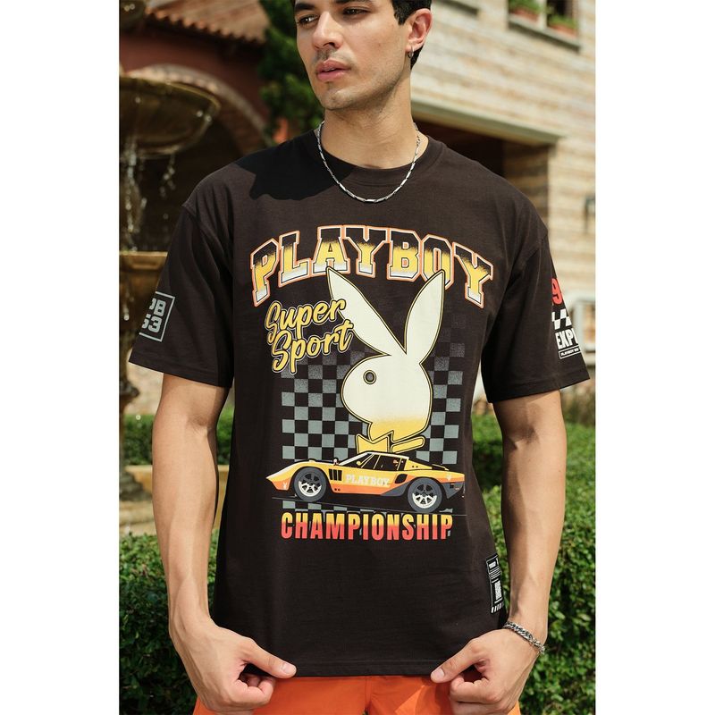 Buy Bonkers Corner Men Black Cotton Graphic Regular Fit T-Shirt Online