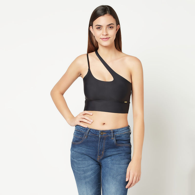 Buy Da Intimo Lightly Padded Cross Shoulder Bralette - Black Online