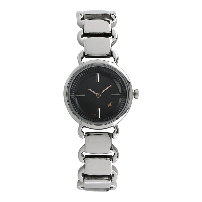 Fastrack Black Dial Silver Metal Strap Watch: Buy Fastrack Black Dial ...