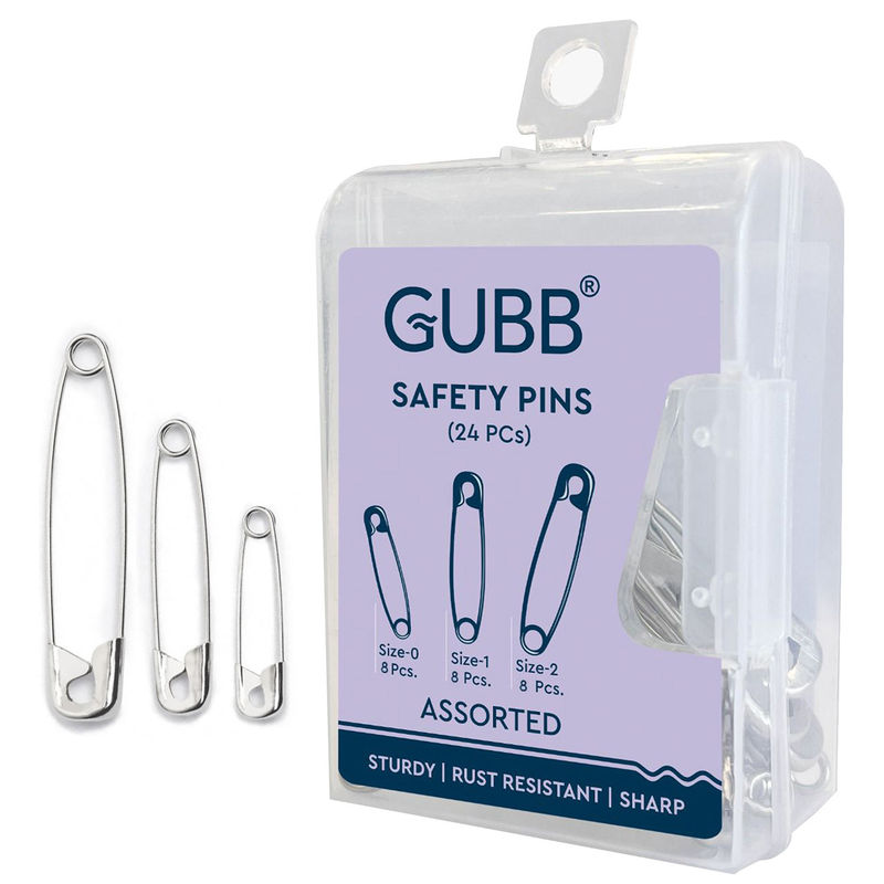 Buy GUBB Assorted Size Safety Pin- Pack Of 24 Online