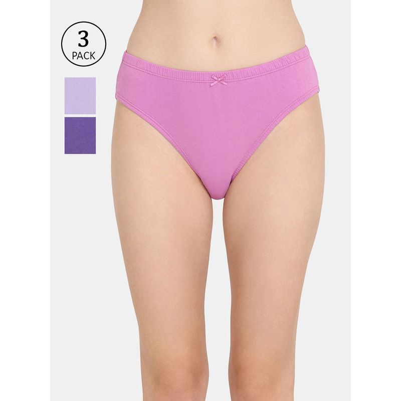 Buy Zivame Rosaline Medium Rise Full Coverage Bikini Panty - Multi-Color (Pack of 3) Online