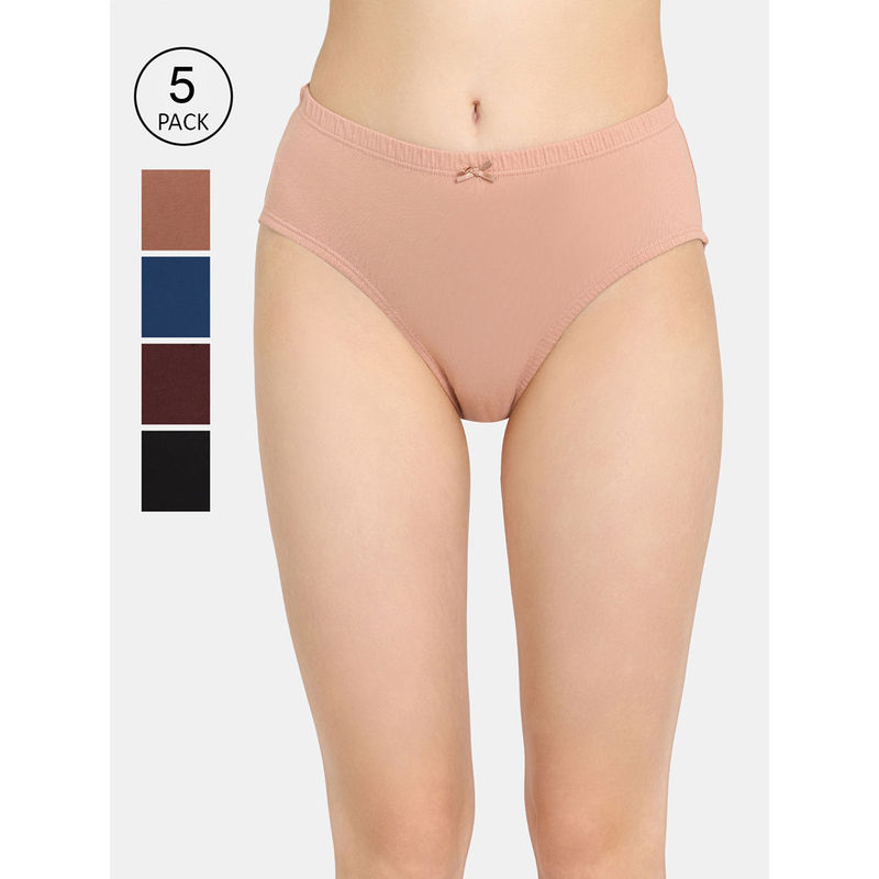 Buy Zivame Rosaline Medium Rise Full Coverage Hipster Panty Multi-Color (Pack of 5) Online