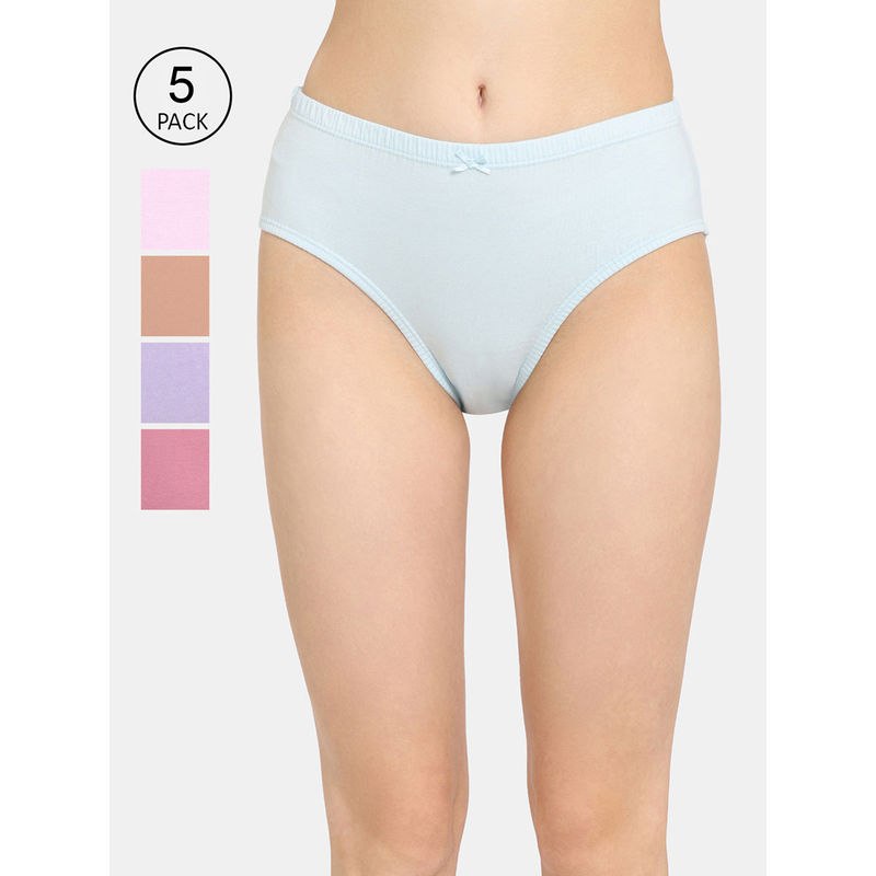 Buy Zivame Rosaline Medium Rise Full Coverage Hipster Panty - Multi-Color (Pack of 5) Online