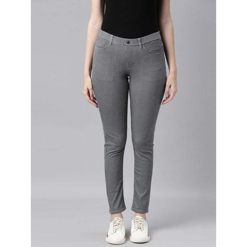 Buy Go Colors Women Printed Premium Super Stretch Jeggings - Grey Online