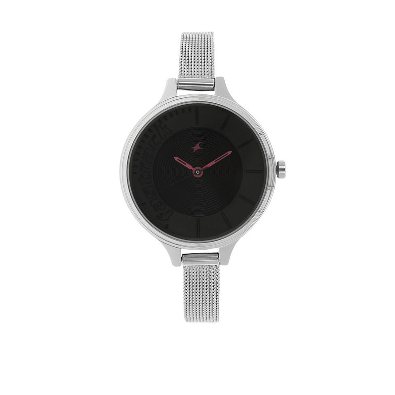 Buy Fastrack Black Dial Silver Stainless Steel Strap Watch Online