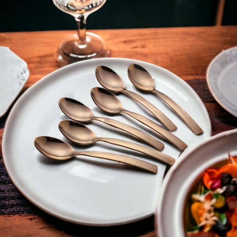 Buy FNS Allie Stainless Steel Rose Gold Dinner Spoon Set of 6 Online
