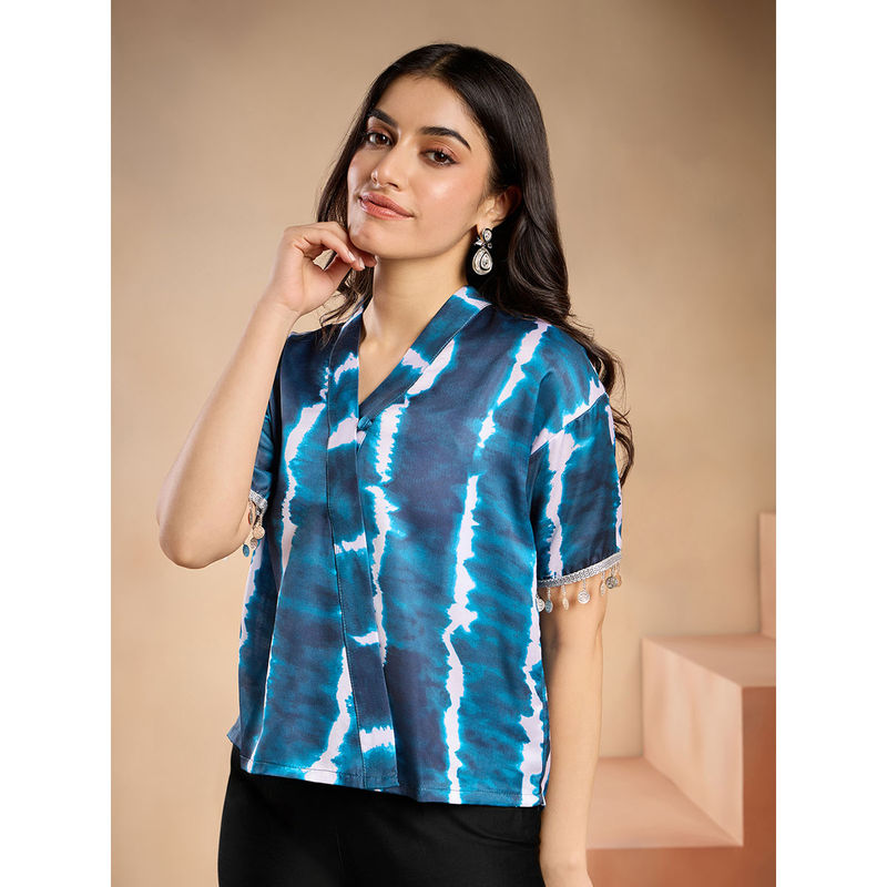 Buy Gajra Gang Rangeen Gypsy Navy Blue Tie-Dye Crop Top GGTOP17 Online
