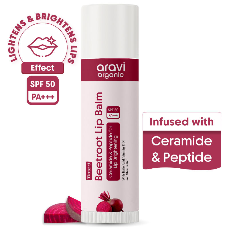 Buy Aravi Organic Beetroot Tinted Lip Balm With SPF 50 PA+++ - Kojic ...