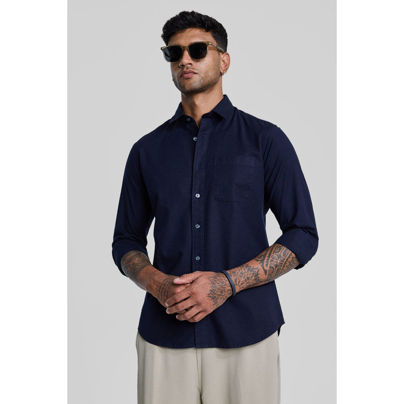 Buy Snitch Navy Blue Slim Fit Shirt Online