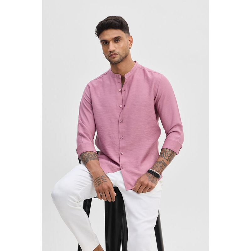 Buy Snitch Pink Mandarin Slim Fit Shirt Online