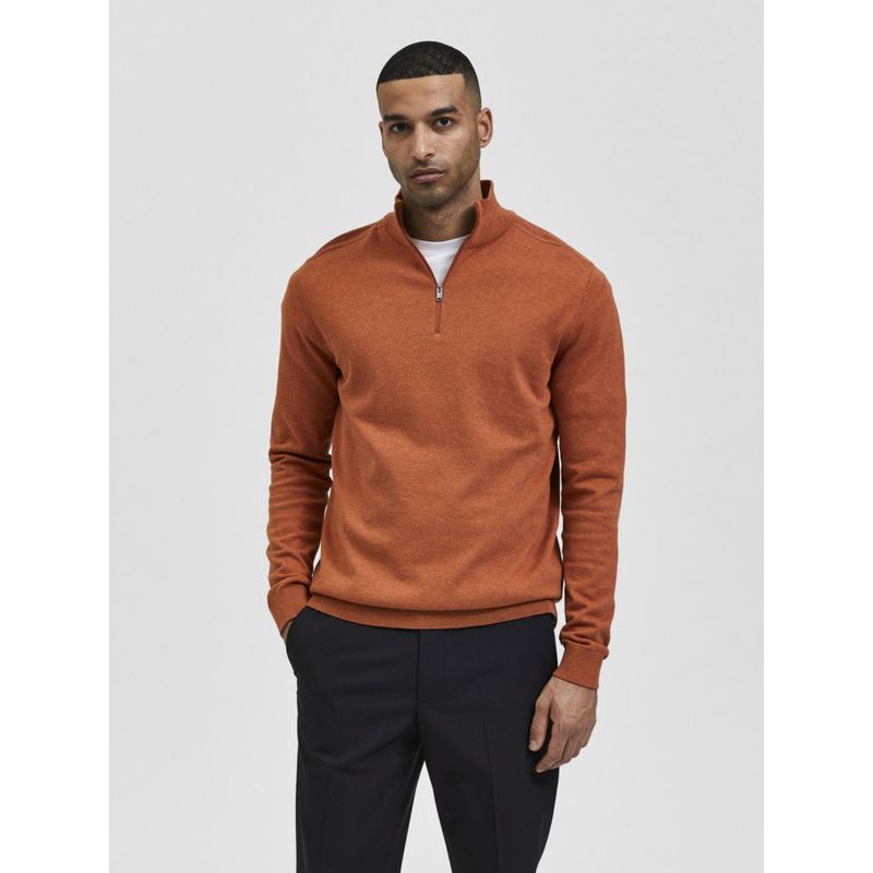 Buy Selected Orange Half Zip Cardigan Online