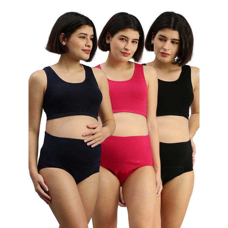 Buy Adira Black Pink Navy Blue Post Delivery Period Panties Pack Of buy-adira-black-pink-navy-blue-post-delivery-period-panties-pack-of