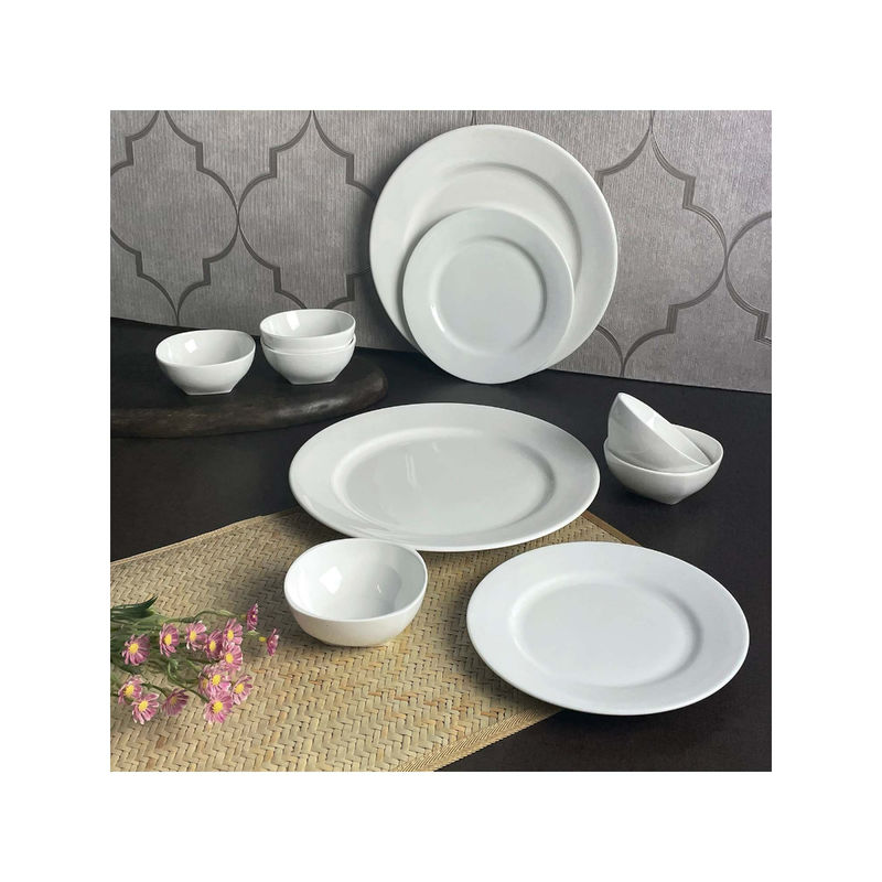 Buy CLAY CRAFT Fine Ceramic White Plain Basic Dinner Set - 18 Pieces Online
