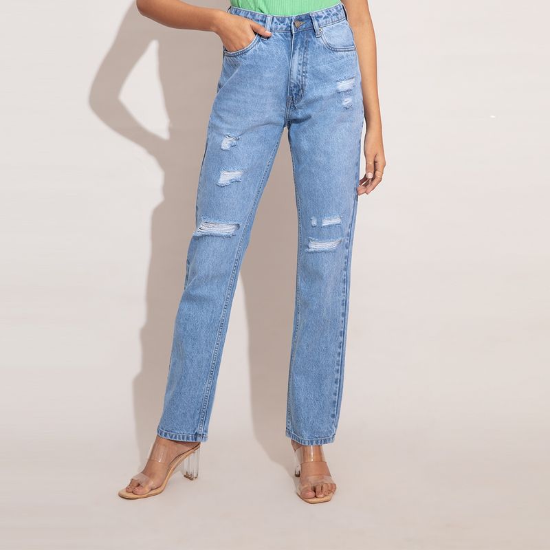 Buy Madonna Ice Wash High Waist Ripped Denim Online